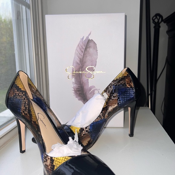 Jessica Simpson | Shoes | Jessica Simpson Blue And Yellow High Heels ...